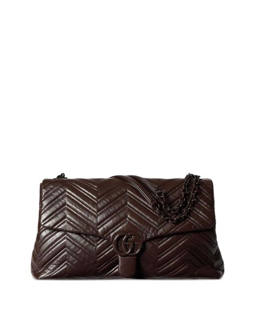 Gucci Matelassé Chevron Shoulder Bag in Brown | Lyst