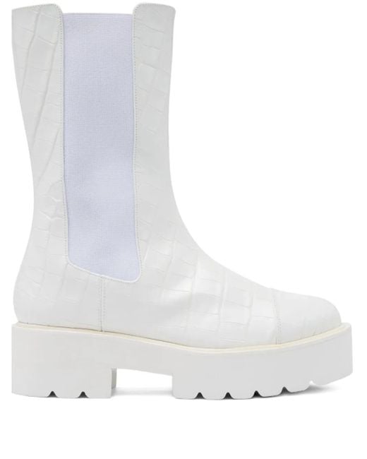 Stuart Weitzman 50Mm Presley Ultralift Platform Lug-Sole Boots in White ...