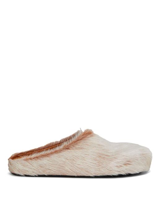 Marni Calf Hair Clogs in White for Men | Lyst