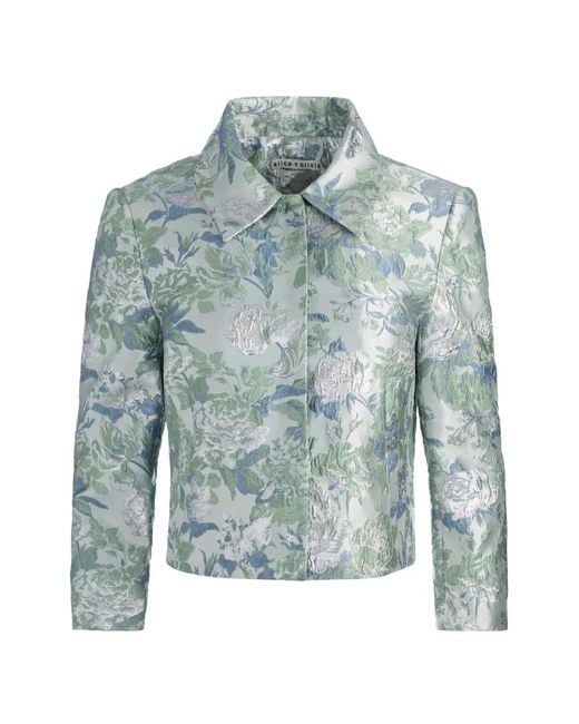 Alice + Olivia Weston Floral-Jacquard Jacket in Blue | Lyst UK
