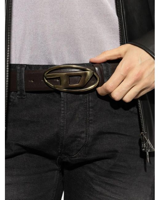 DIESEL Oval D-Logo Leather Belt in Brown for Men | Lyst UK