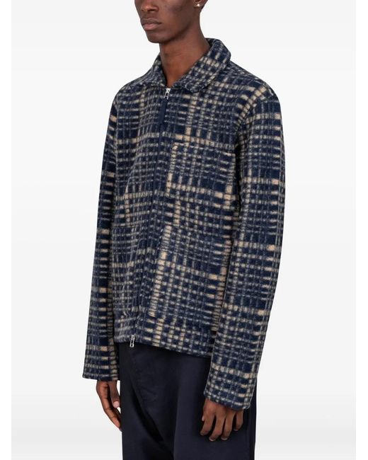 Universal Works Zip-Up Shirt Jacket in Blue for Men | Lyst