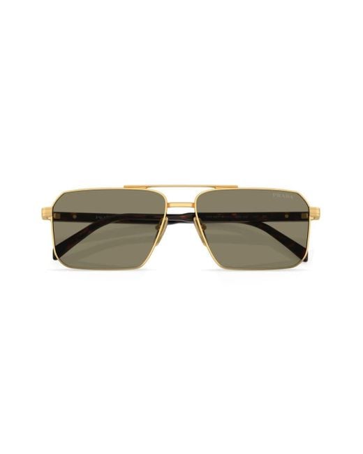 Prada Prada Pr A57s Rectangle Frame Sunglasses in Metallic for Men | Lyst