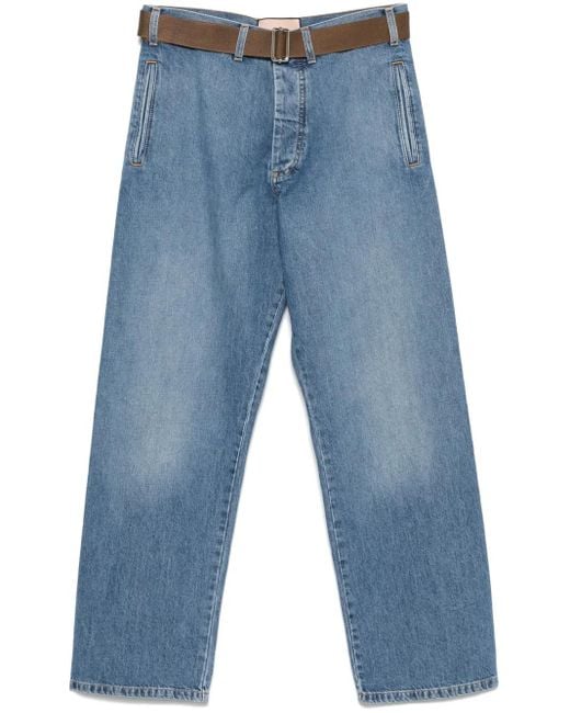 Plan C Straight-Leg Belted Jeans in Blue | Lyst