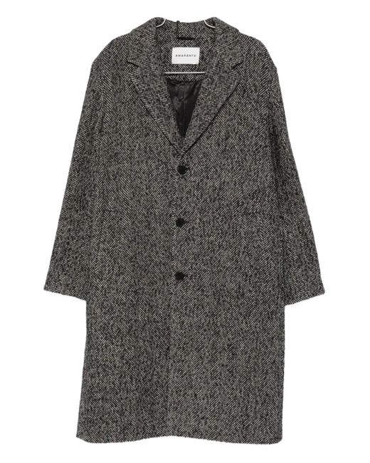 Amaranto Herringbone Button Coat in Grey for Men | Lyst UK