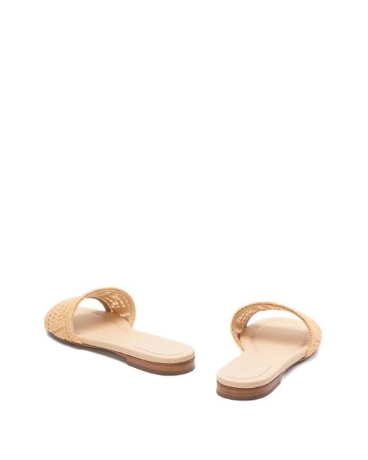 Fendi Raffia Flat Slides in Natural | Lyst
