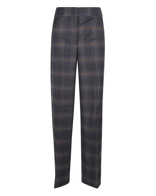 Peserico Check-Pattern Trousers in Blue | Lyst UK