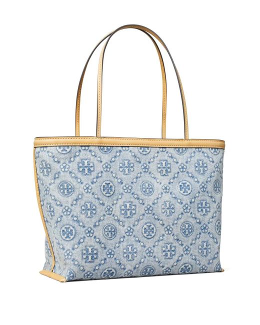 Tory Burch T Monogram Denim Tote Bag in Blue | Lyst