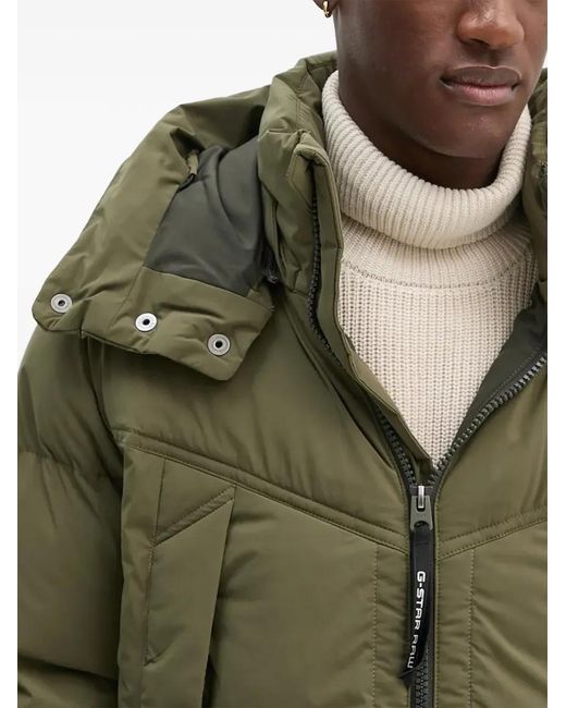 G-Star Hooded Padded Coat in Green for Men | Lyst UK