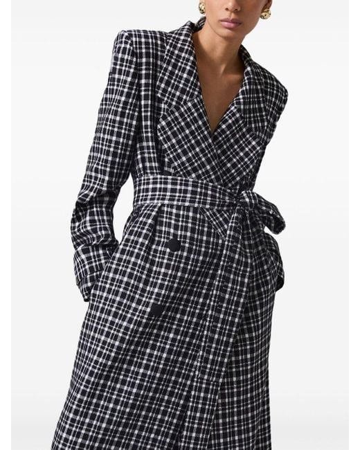 Carolina Herrera Check-Pattern Coat in Black | Lyst