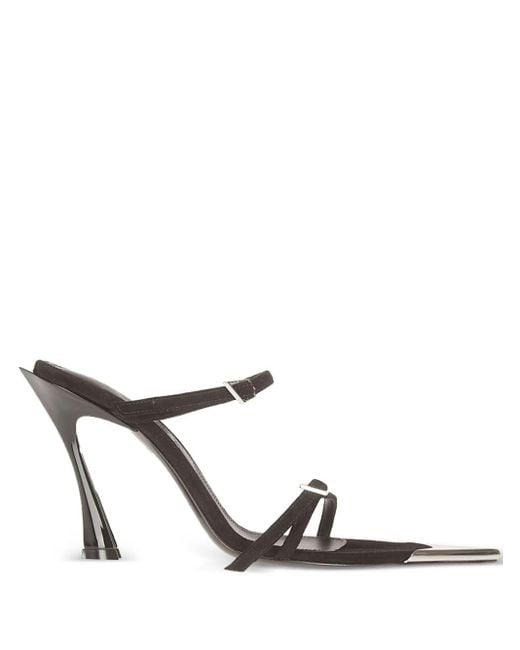 Mugler Jet Metal Toe-tip Leather Sandals in White | Lyst