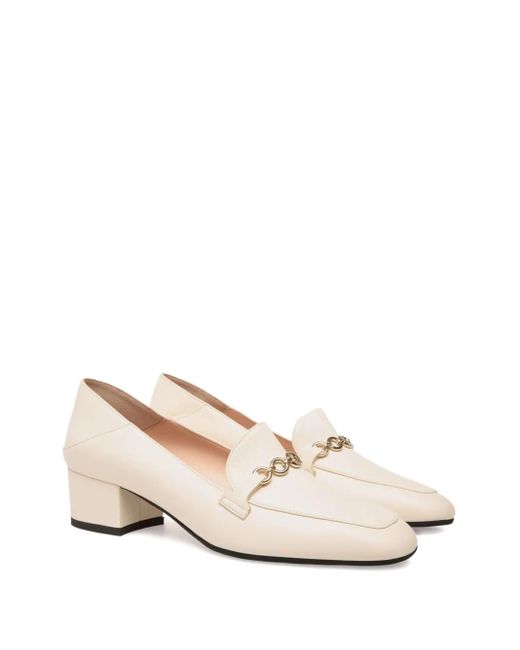 Bally Chain-Embellished Leather Pumps in Natural | Lyst