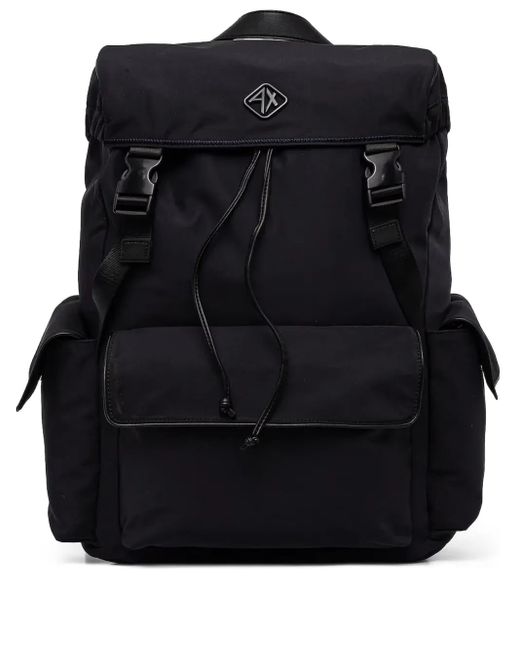 ARMANI EXCHANGE Drawstring-Flap Backpack in Black for Men | Lyst