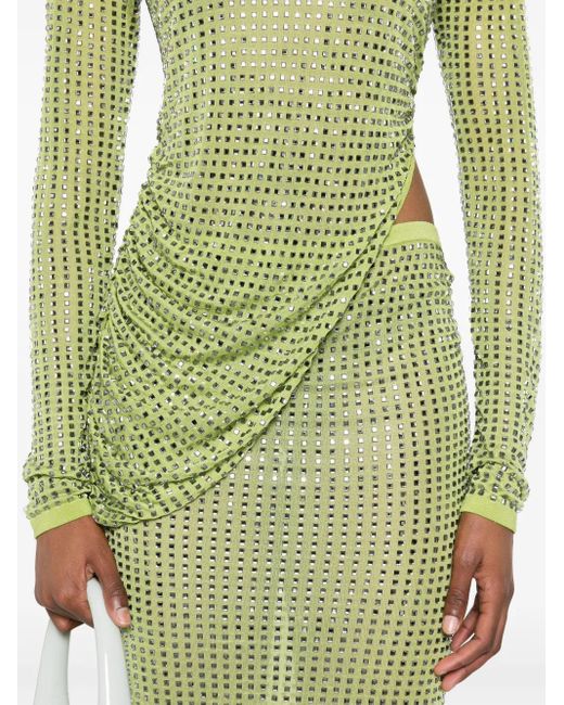Christopher Esber Cirrus Hotfix Cut-Away Midi Dress in Green | Lyst