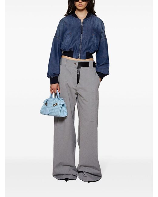 Loewe Washed Denim Bomber Jacket in Blue | Lyst