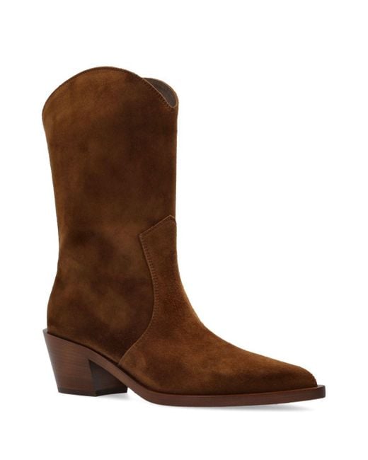 Gianvito Rossi Suede Western Boots in Brown | Lyst