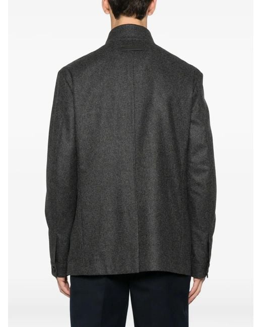 ZEGNA Button Pockets Jacket in Black for Men | Lyst UK