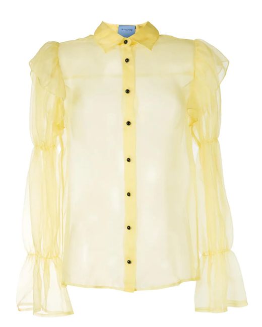 Macgraw Souffle Sheer Blouse in Yellow | Lyst UK