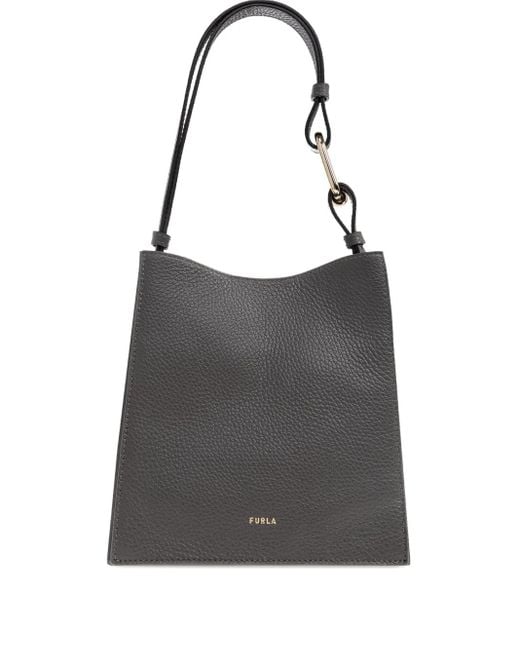 Furla Mini Nuvola Grained-Leather Tote Bag in Black | Lyst