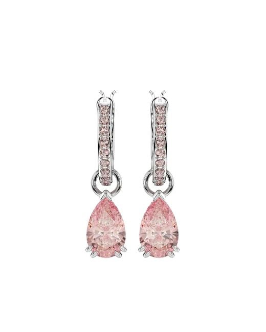 Swarovski Attract Pear-Shaped Crystal Hoop Earrings in Pink | Lyst