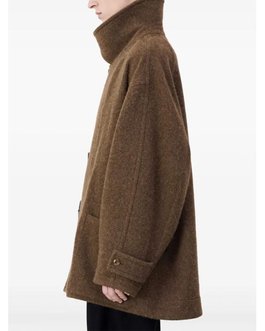 Lemaire Belted Felted Duffle Jacket in Brown for Men | Lyst