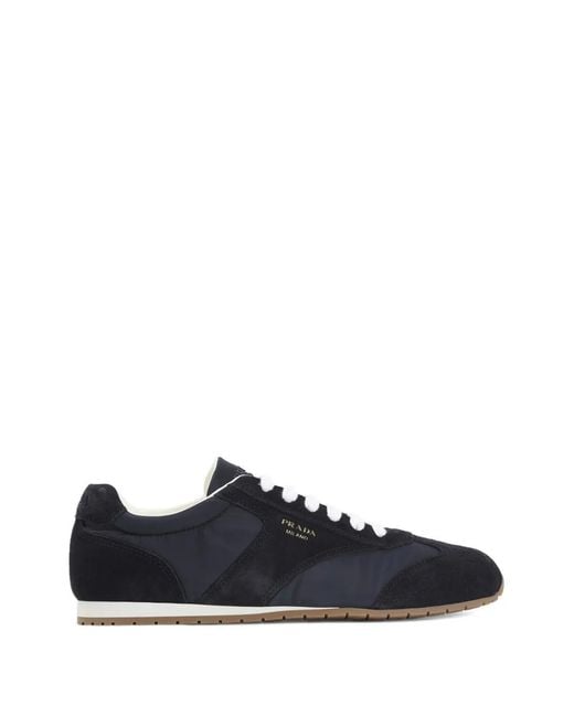 Prada Suede-Panelled Sneakers in Blue for Men | Lyst UK