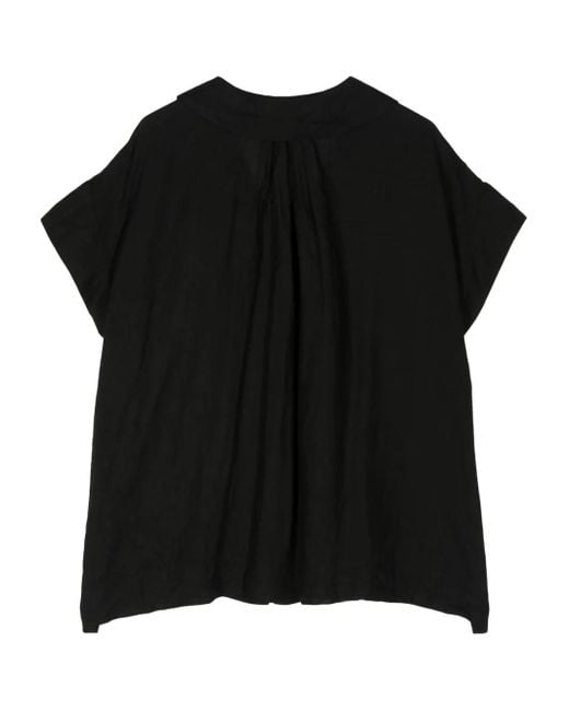 Forme D'expression Shawl-Collar Linen Shirt in Black | Lyst