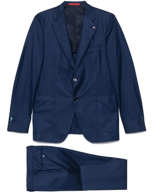 Isaia Checked Suit in Blue for Men | Lyst
