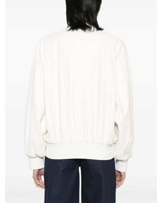 Cynthia Rowley Downtown Leather Bomber Jacket in White | Lyst