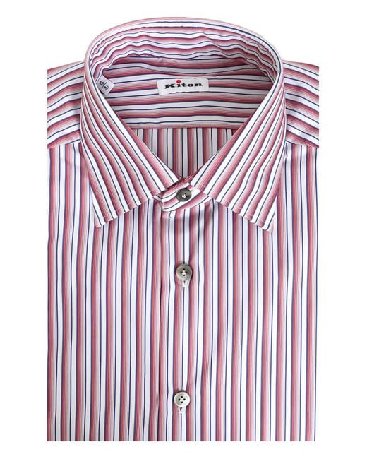 Kiton Striped Shirt in Pink for Men | Lyst UK