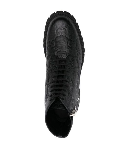 Gucci GG Leather Boots in Black for Men | Lyst
