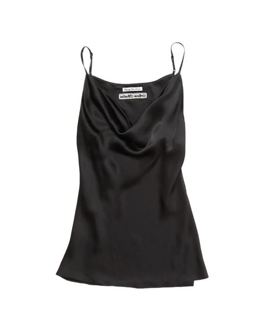 Acne Studios Shiny Satin Tank Top in Black | Lyst UK