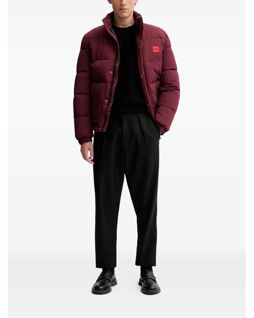 HUGO Logo-Patch Puffer Jacket in Red for Men | Lyst