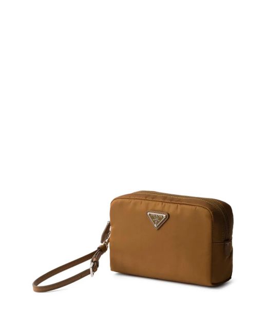 Prada Re-Nylon Zip Pouch in Brown | Lyst