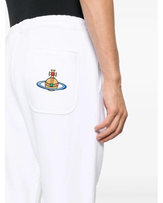 Vivienne Westwood Orb-Embroidered Cotton Track Pants in White | Lyst UK