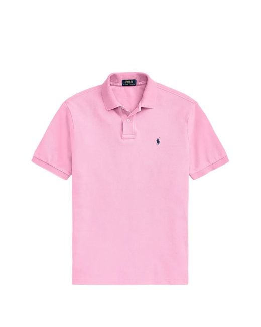 Polo Ralph Lauren Short-Sleeve Logo-Embroidery Polo Shirt in Pink for ...