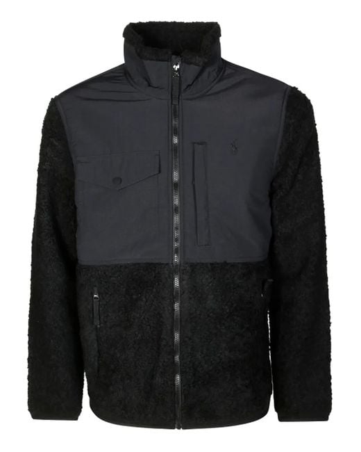 Polo Ralph Lauren Textured Pile Fabric Zip-Up Jacket in Black for Men ...