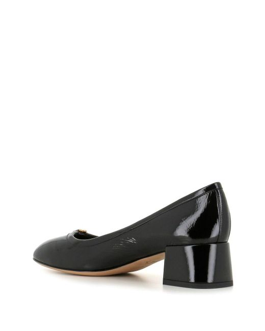 Chloé Lambskin Almond Toe Block Heel Pumps in Black | Lyst