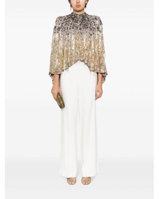 Jenny Packham Rose Sequin-Embellished Cape in Natural | Lyst