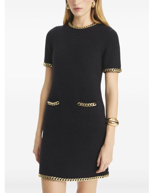 Tory Burch Chain-Link Trim Mini Dress in Black | Lyst