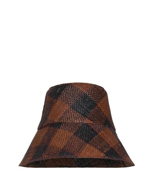 Johanna Ortiz Heaven And Earth Checked Hat in Brown | Lyst UK