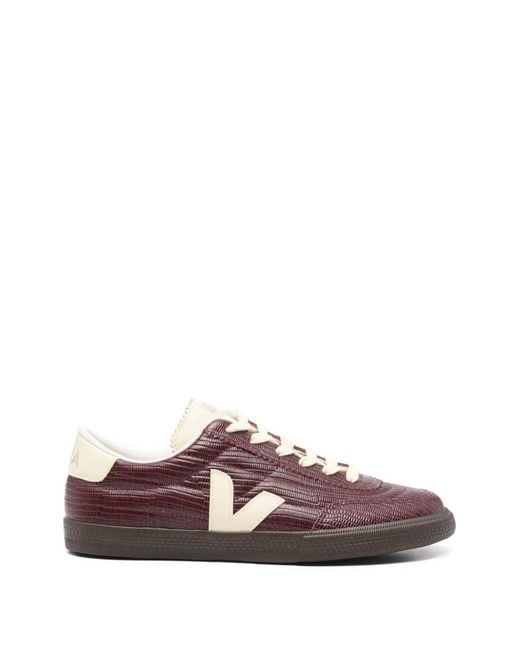 Veja Lizard-Effect Lace-Up Sneakers in Brown | Lyst UK