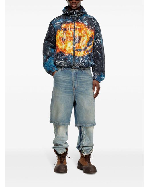 DIESEL J-Warrett-Poster Hooded Jacket in Blue for Men | Lyst