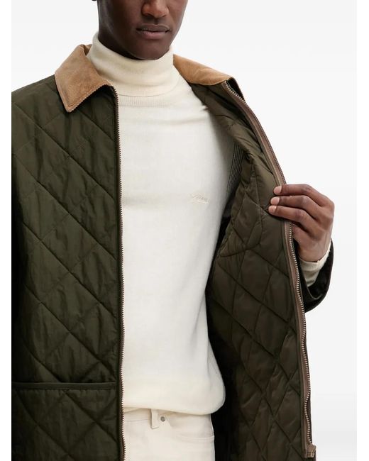 Bally Corduroy-Collar Quilted Jacket in Green for Men | Lyst UK