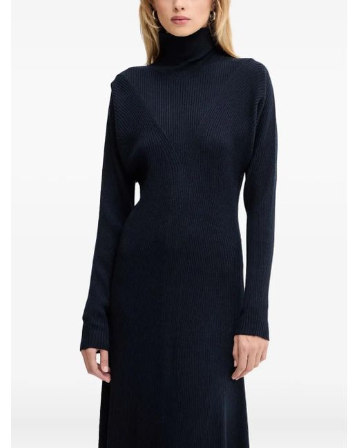 BOSS Roll-Neck Midi Dress in Blue | Lyst UK