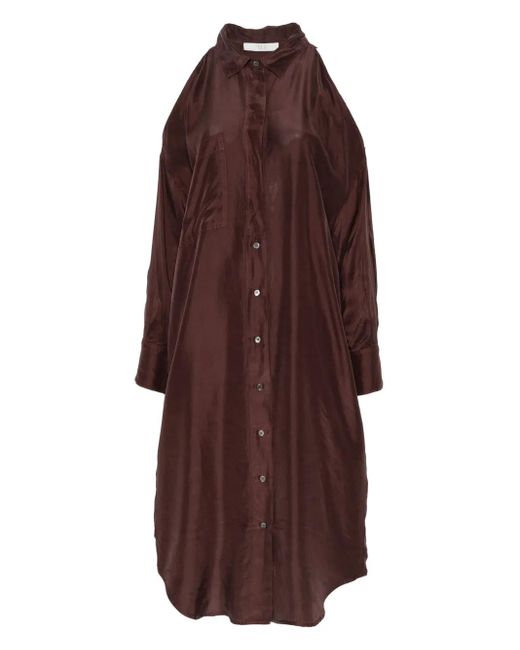 Tela Silk Midi Dress in Brown | Lyst