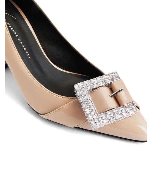 Giuseppe Zanotti Miss Buckle 70Mm Leather Pumps in Natural | Lyst
