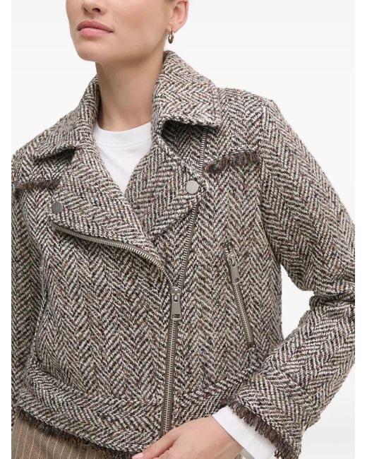 Sisley Herringbone-Pattern Jacket in Grey | Lyst UK