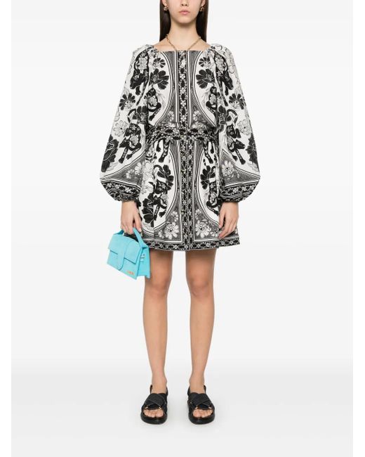 FARM Rio Flower Leopard Mini Skirt in Black | Lyst