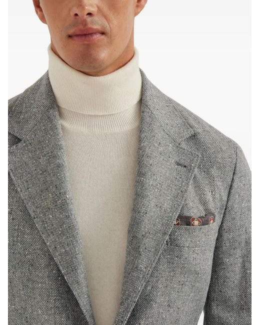 Brunello Cucinelli Flecked-Effect Blazer in Grey for Men | Lyst UK